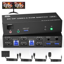 8K USB 3.0 DisplayPort KVM 8K60Hz 4K144Hz, 2 DisplayPort 2 PC 3 USB 3.0 DisplayPort 듀얼 - SSG.COM