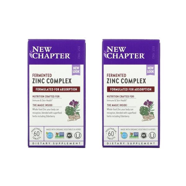 [해외직구]뉴챕터 퍼멘트 징크 아연 컴플렉스 60베지정 2팩 New Chapter Fermented Zinc Complex 60 ...