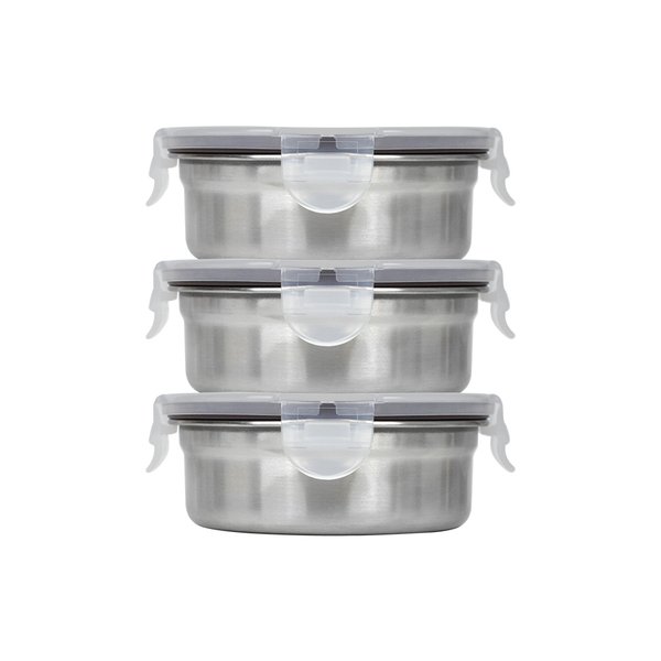 원형스텐 밀폐용기 320ml 3P - SSG.COM