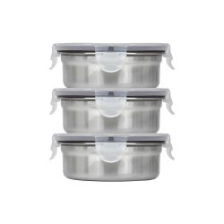 원형스텐 밀폐용기 320ml 3P - SSG.COM