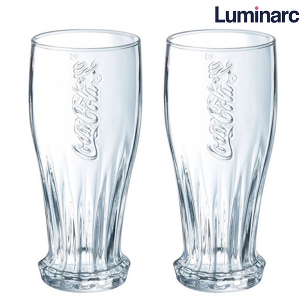 콜라컵 350ml 2P세트 코카콜라 맥주잔 투명 유리컵 에이드 음료수 쥬스 물잔 - SSG.COM