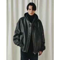 [22FW] 다크그레이 MA-1 램스킨 후드 레더 점퍼 JNJU2D501G3 - SSG.COM