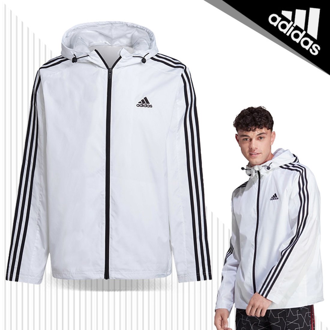 아디다스 에센셜 3S 우븐 윈드브레이커 자켓 IB0382 화이트_신, 믿고 사는 즐거움 SSG.COM