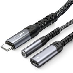 코드웨이 USB C to 3.5 + C타입 이어폰 고속충전 듀얼 젠더 - SSG.COM