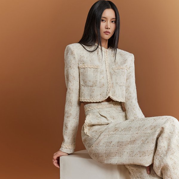 [딘트] J9223 보네 울 트위드 프린지 크롭 싱글 자켓 - SSG.COM