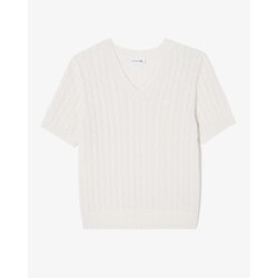 (여성) 25SS 케이블 반팔 브이넥 스웨터 AF350E-55G 70V(오프화이트) - SSG.COM