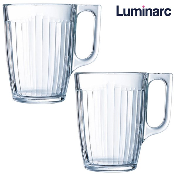 루미낙 내열강화머그 320ml 2P세트 유리잔 손잡이 홈카페유리컵 커피 에이드잔 - SSG.COM