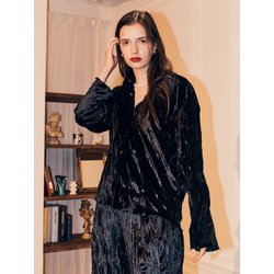 Lettuce edge stitch velvet shirts (BLACK) - SSG.COM