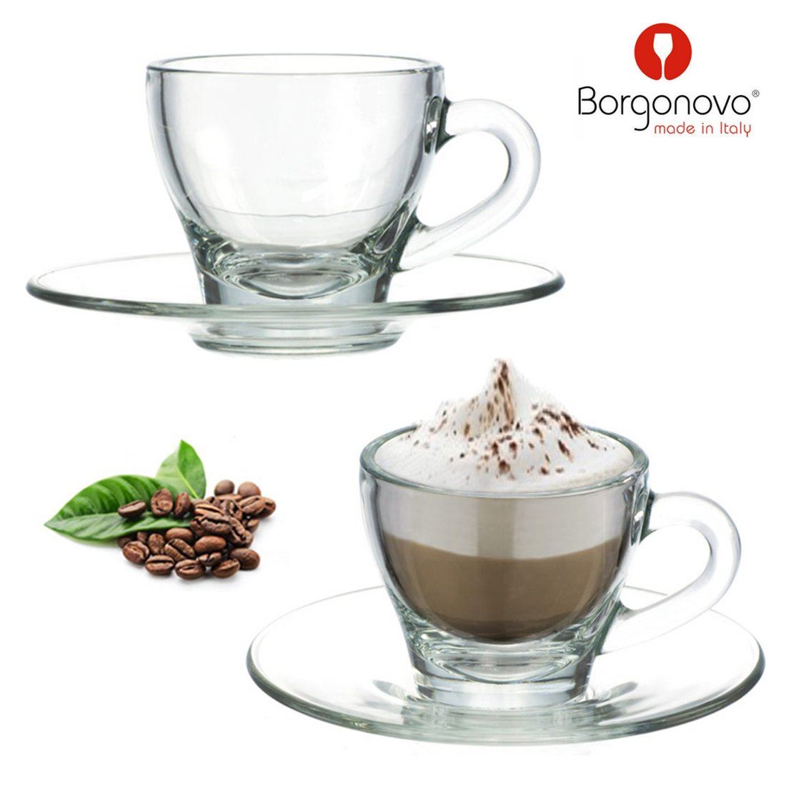 커피잔 카푸치노잔 180ml 2P (받침포함) 찻잔 집들이선물 홈카페 유리컵, 믿고 사는 즐거움 SSG.COM