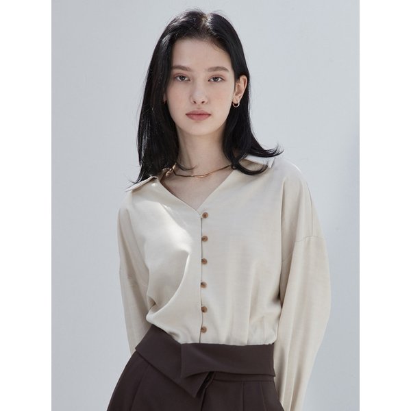 amr1451 flat collar blouse (light beige) - SSG.COM
