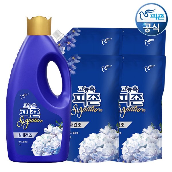 피죤 섬유유연제 시그니처 아이스플라워 2L 용기 x 1개+1.6L 리필 x 4개 - SSG.COM