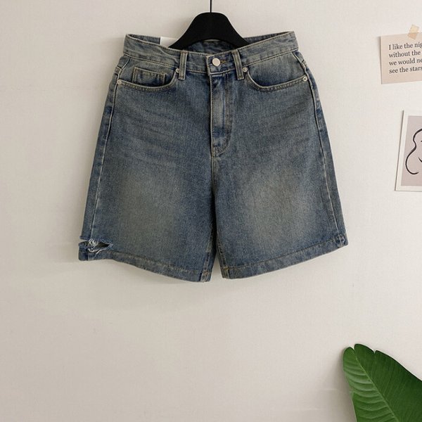 허니제이 / 쿠벤 넌스판 구제 와이드 4부 데님(S~2XL) - SSG.COM