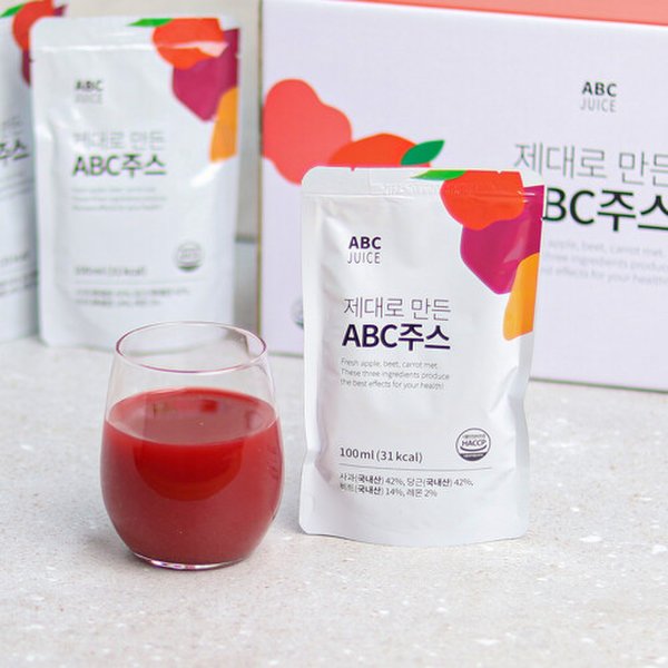 [김재식헬스푸드] 제대로 만든 착즙 ABC주스 100ml 30팩 3박스(총90팩) - SSG.COM