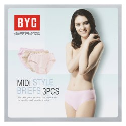 [비와이씨] BYC 심플미디 여자 여성 속옷 삼각팬티 2호 3매입_BYL7595 면스판 - SSG.COM
