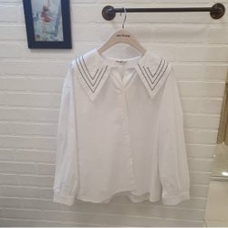 NC 나인스텝 V 카라 어깨 퍼프 셔츠형 블라우스 NS1102_NC - SSG.COM