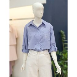 [나이스클랍]롤업소매 덧장 셔츠 블라우스(A243PWB618)BL - SSG.COM