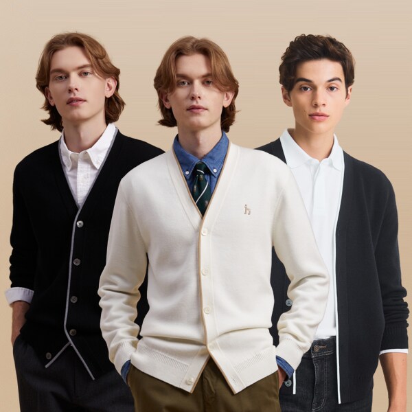 [23FW][3중 택1][FINE WOOL] 블랙/크림/네이비 컬러 배색 울 가디건 (HZSW3D201) - SSG.COM