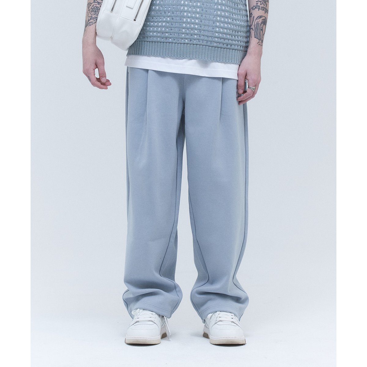 베이스볼 원턱 와이드핏 스웨트팬츠 라이트블루 (BA232TP001_LB) - SSG.COM