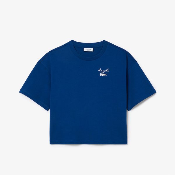 라코스테 스포츠 여성 로고 그래픽 포인트 크롭 반팔 티셔츠 TF2523-54N - SSG.COM