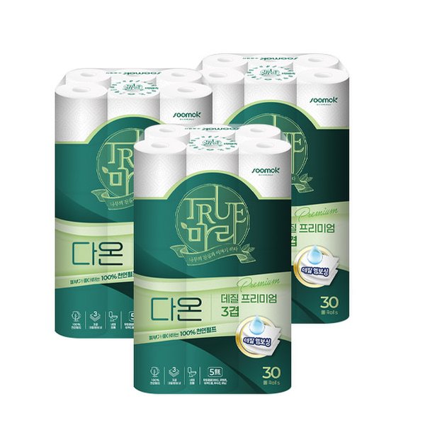 [수목제지] 1+1+1 트루마리 다온 30M 30롤(총3팩) - SSG.COM