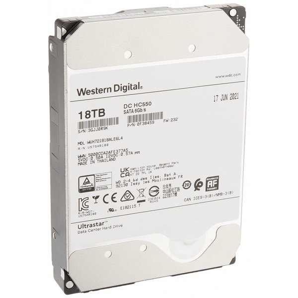 Western Digital 0F38459 Ultrastar DC HC550 18TB 7200RPM 512MB 3.5인치 헬륨 ...