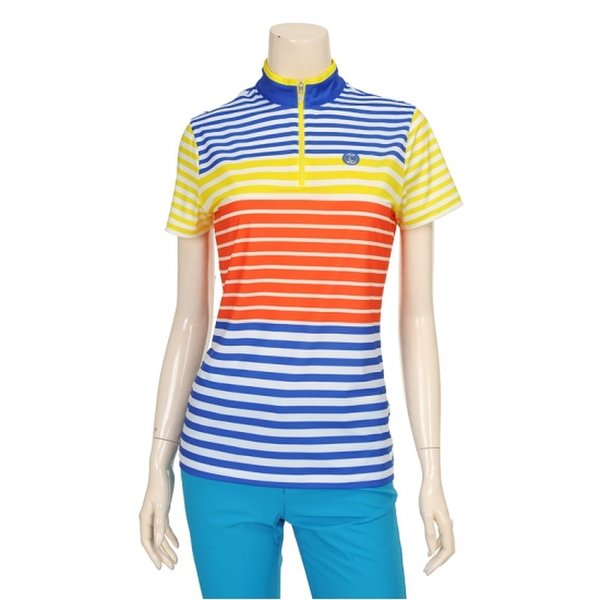 [마코] 여성 컬러 배색 스트라이프 하이넥 티셔츠 4MGW2TH09_64 - SSG.COM