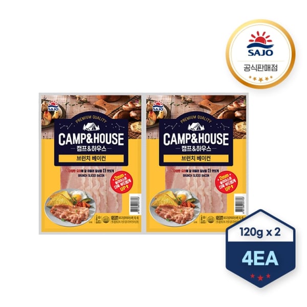 사조 캠프앤하우스 브런치 베이컨 240g(120gx2) X 4 - SSG.COM