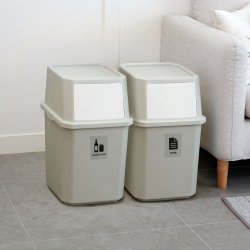 리벤스 자우버탁 멀티 가정용 재활용 분리수거함 40L(그레이) 2P - SSG.COM