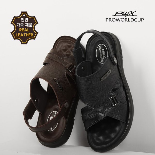 [본사공식] 썬더 천연가죽 남성샌들 슬리퍼 합성가죽 PWX - SSG.COM