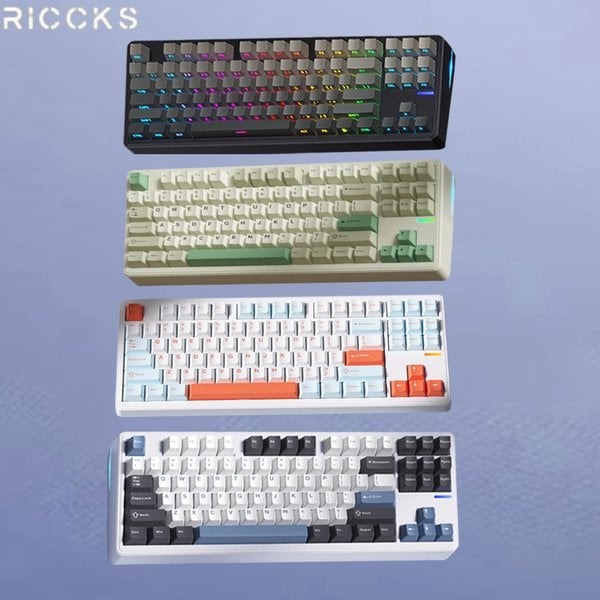 Riccks RS8 무선 게이밍 기계식 키보드 87키 GASKET구조 블루투스 RGB라이트 4000mAh/8000mAh ...