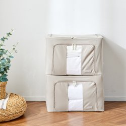 WOW HEIM 윈도우 매탈 폴딩 수납 베이지 66L 2P SET - SSG.COM