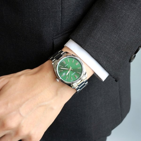 카시오 심플 딥그린 드레스워치 38mm 정장 남자 메탈시계 - SSG.COM