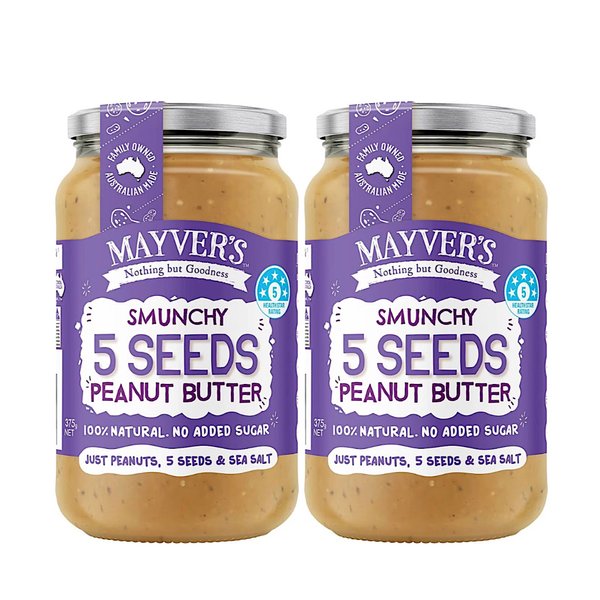 메이버스 스먼치 5 씨드 피넛 버터 땅콩잼 Mayvers Smunchy 5 Seeds Peanut Butter 375g 2개 ...