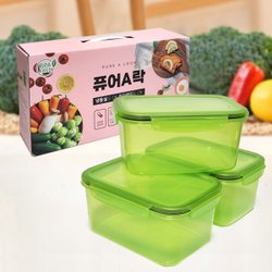 퓨어락 A그린 3종세트(1.3L 3개) 신선 밀폐용기 국내제작 - SSG.COM