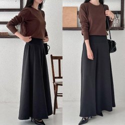 여성 밴딩 스판 와이드팬츠 치마바지 통 (PTS-552) - SSG.COM