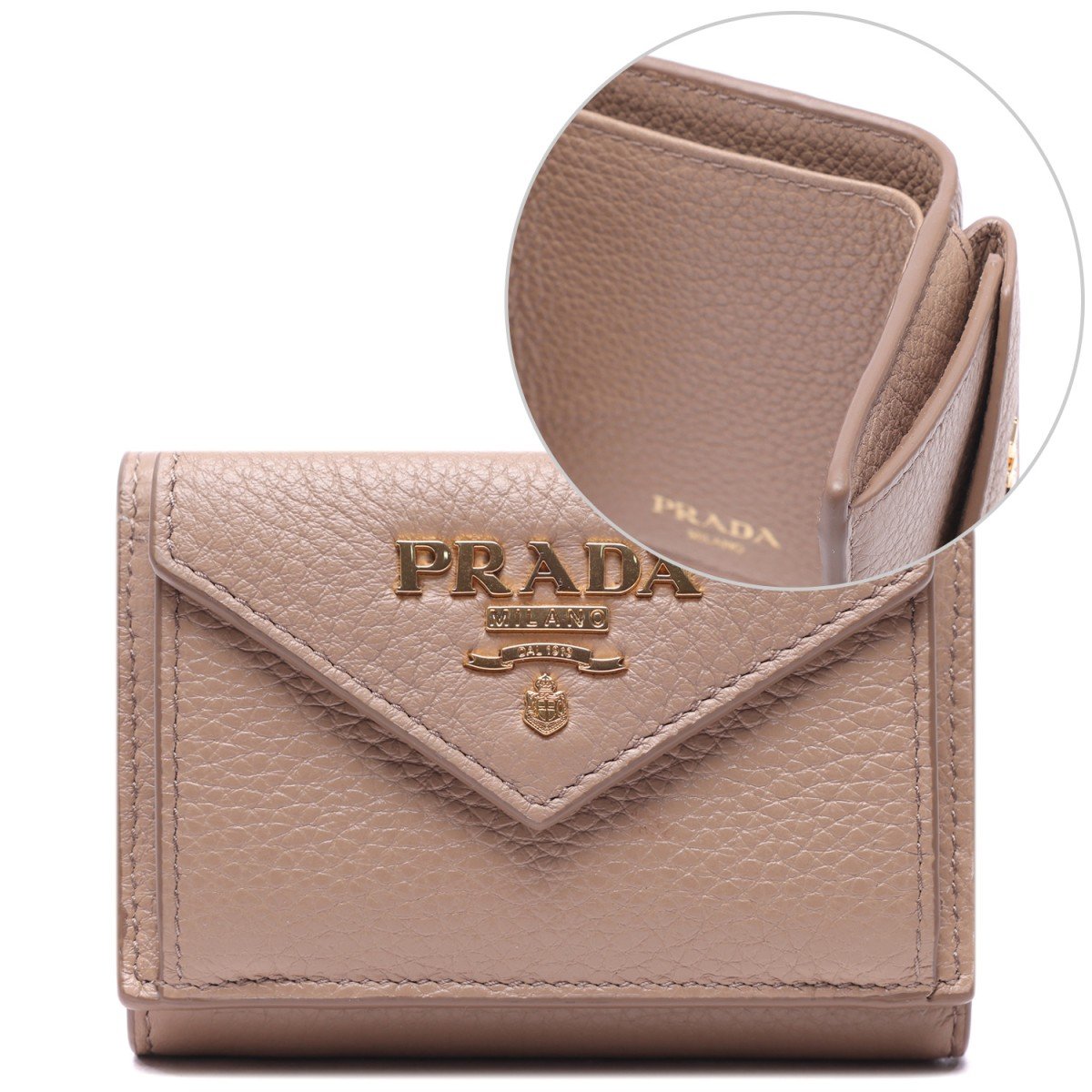 [프라다] 21FW 여성 비텔로 금장로고 3단 반지갑 (1MH021_2E3A_F0770_21F) - SSG.COM