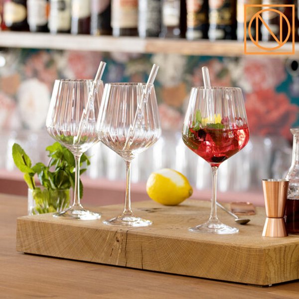 [나흐트만] 테이스트굿 진토닉잔 세트 (잔4p + 유리 빨대4p) - SSG.COM