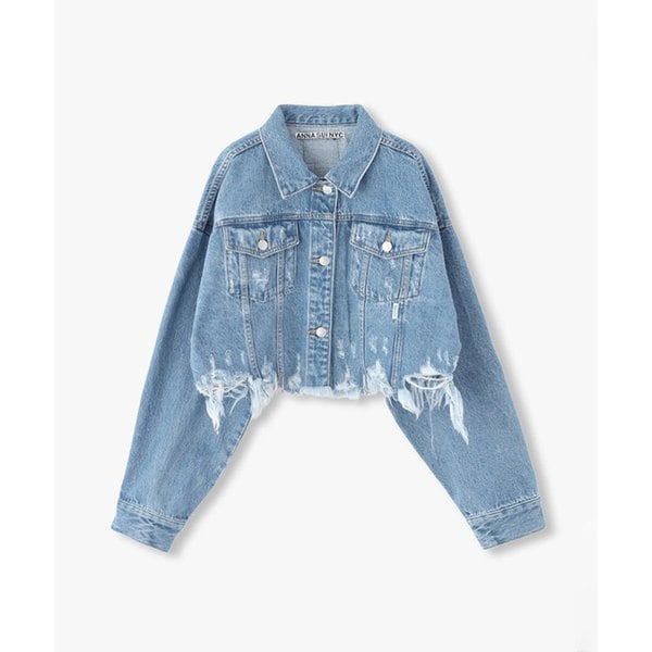 [ANNA SUI]ANNA SUI NYC 짧은 길이 데미지 데님 재킷 - SSG.COM