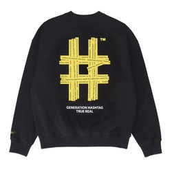 옐로우 해시태그 오버핏 맨투맨 BA241RM001_BK - SSG.COM