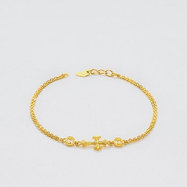 [베티블루] 995 999 24K 순금 더블 십자가 여성 여자 3.75g 금 팔찌 - SSG.COM