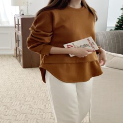 [M7] 여자 FW 클래식 30대 라운드 밑단 프릴 맨투맨 - SSG.COM