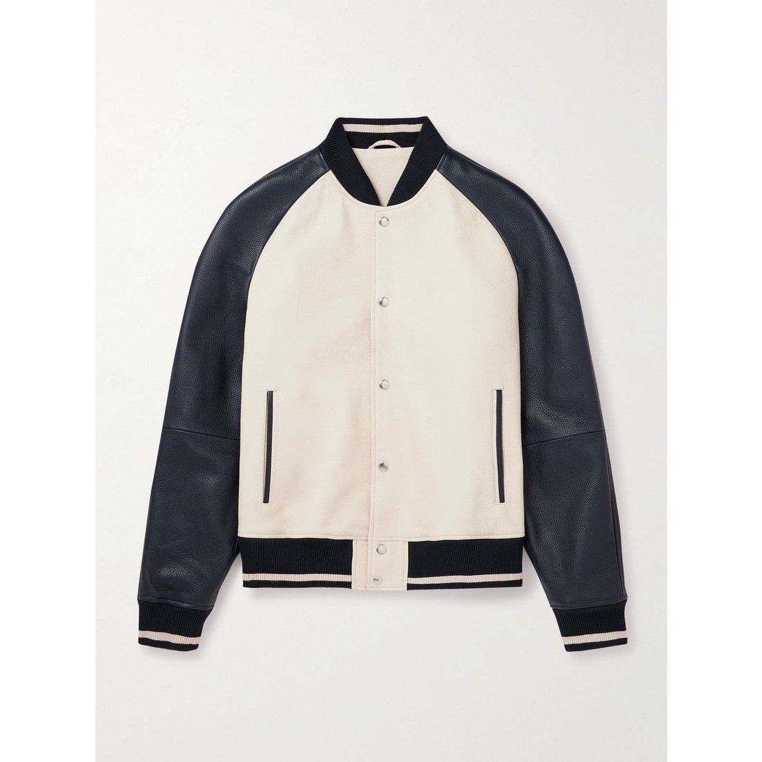 MR P. 남성 Colour-Block Full-Grain Leather Varsity Jacket 봄버 자켓 ...