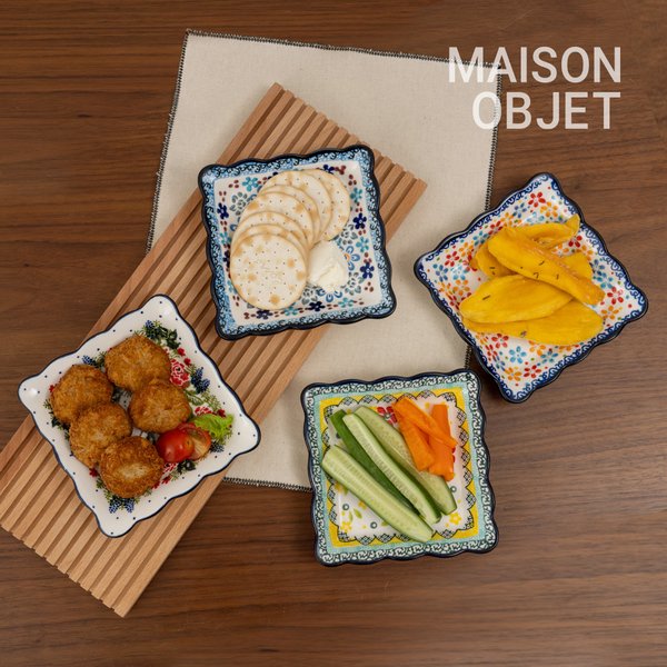 프라카 폴란드풍 도자기 프릴 사각 앞접시 4P - SSG.COM