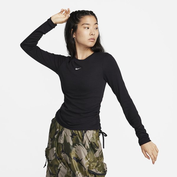 나이키 스포츠 여성용 골지 롱슬리브 크롭탑 FB8718-010 - SSG.COM