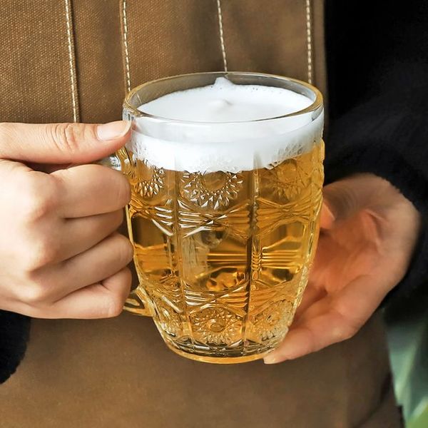 고급스러운패턴의 손잡이 맥주잔 500ml 2p - SSG.COM