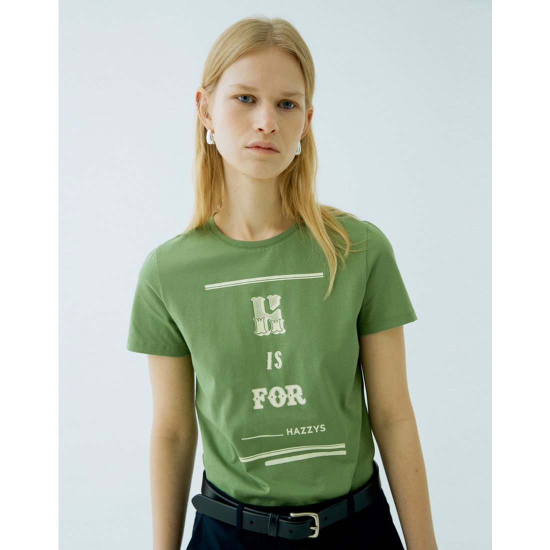 [22SS] [HAZZYS THE H] 카키 프린트배색 면 반팔티셔츠 HSTS2B205K2, 믿고 사는 즐거움 SSG.COM