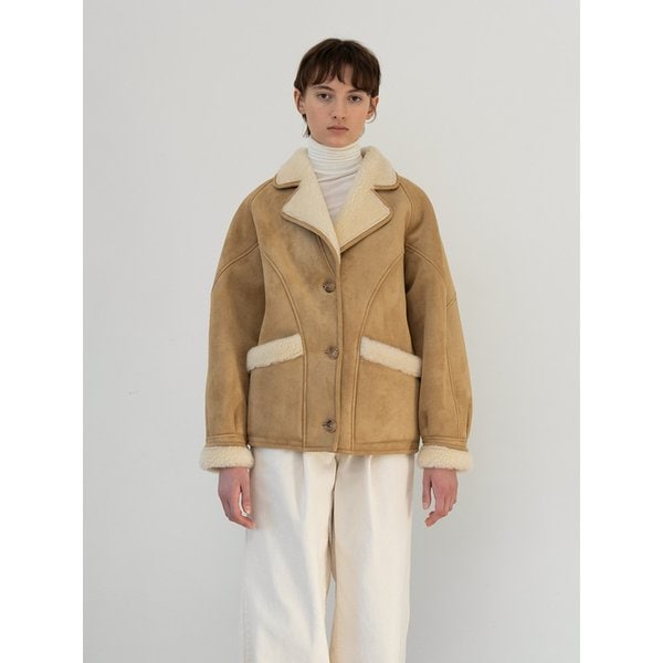 shearling collar mustang jacket (beige) - SSG.COM