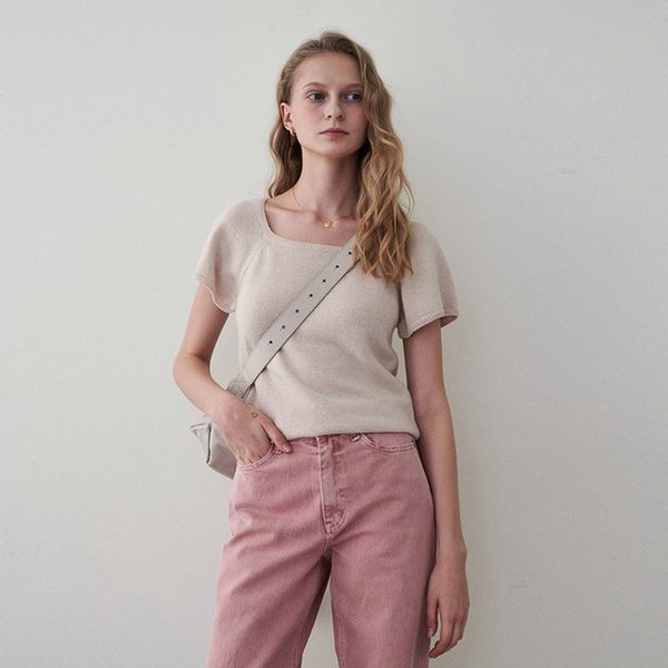 1300K 울 블랜디드 스퀘어넥 니트 오트밀 - SSG.COM