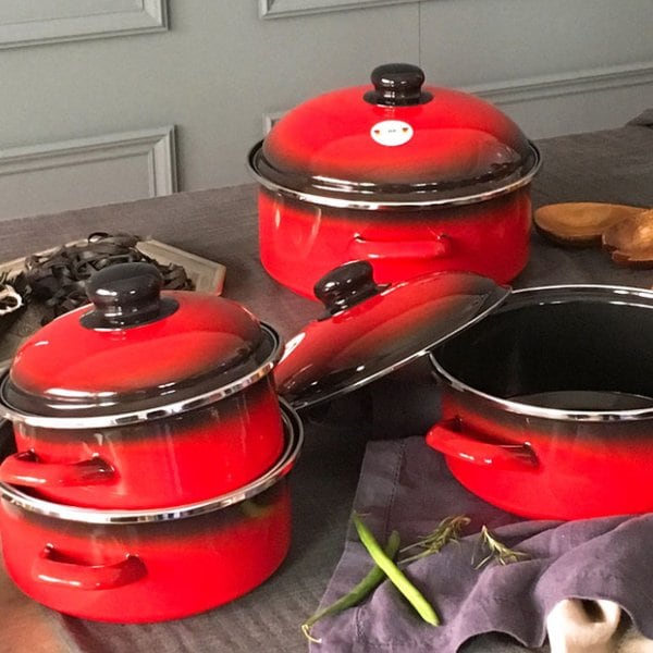 ELO 빨간법랑 낮은형 5종세트 빨간냄비 범랑냄비세트 조리기구 - SSG.COM