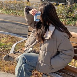 [MADE] 라세티 하이넥 스트링 배색 숏 패딩점퍼[44~110] - SSG.COM